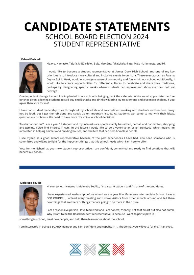 School Board Elections 2024: Student Candidate Statements - James Cook ...